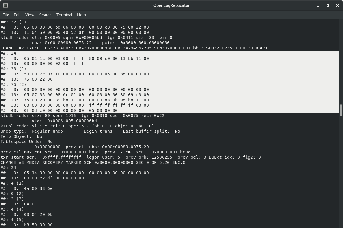 OpenLogReplicator – logdump functionality – Bersler